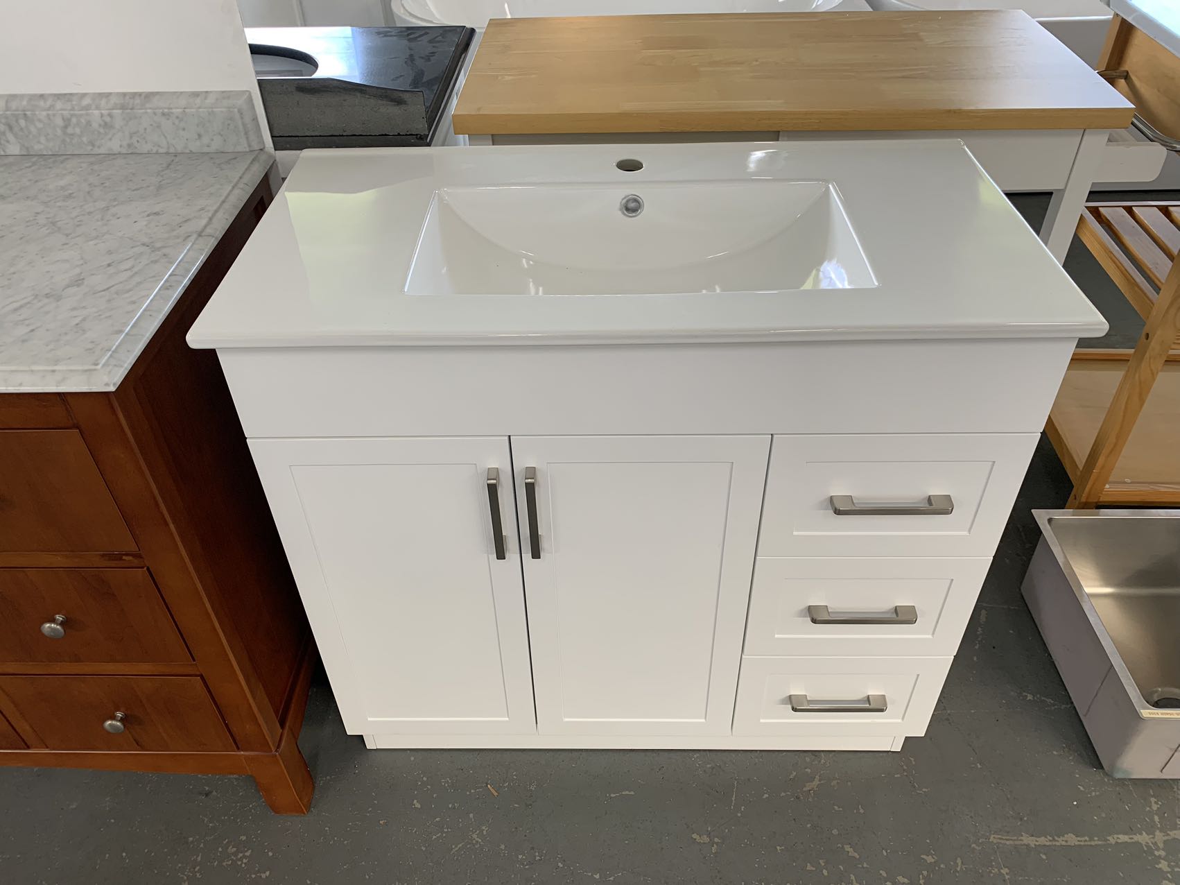 Matte White 2 Pac Shaker Bathroom Vanity Freestanding Cooper – Shine ...