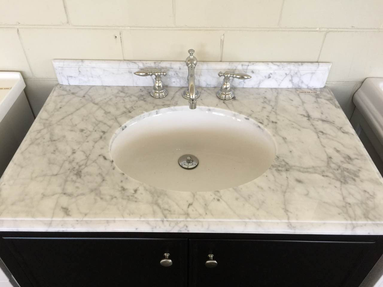 Carrara Marble Bench Top With Undermount Basin – Shine Kitchen & Bathroom